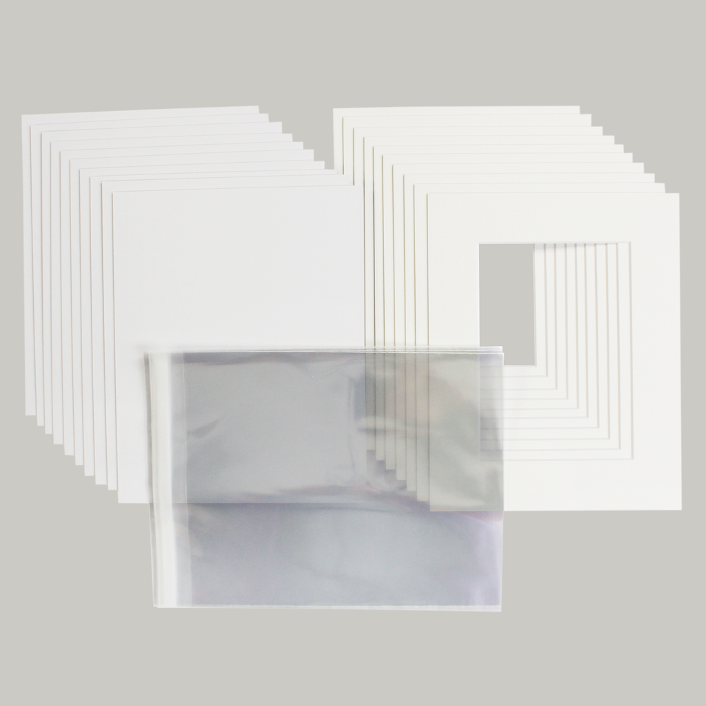 16 x 12" Mounts, Backs and clear bags - for A4 or 12 x 8" prints ...